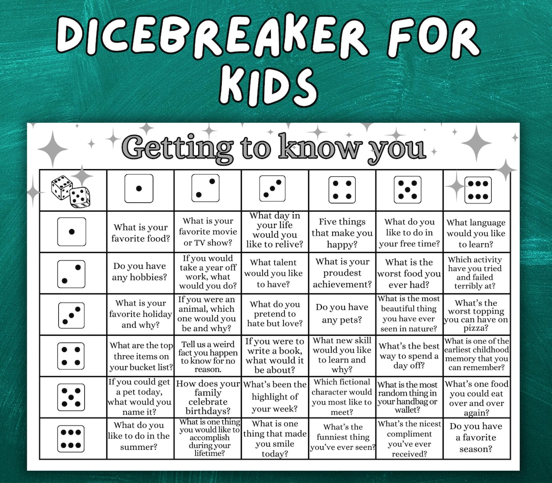 Dicebreaker Roll and Tell Game, Back to School, Icebreaker Activity for ...