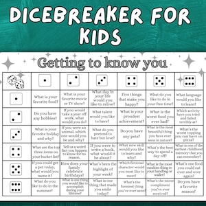 Dicebreaker Roll and Tell Game, Back to School, Icebreaker Activity for ...