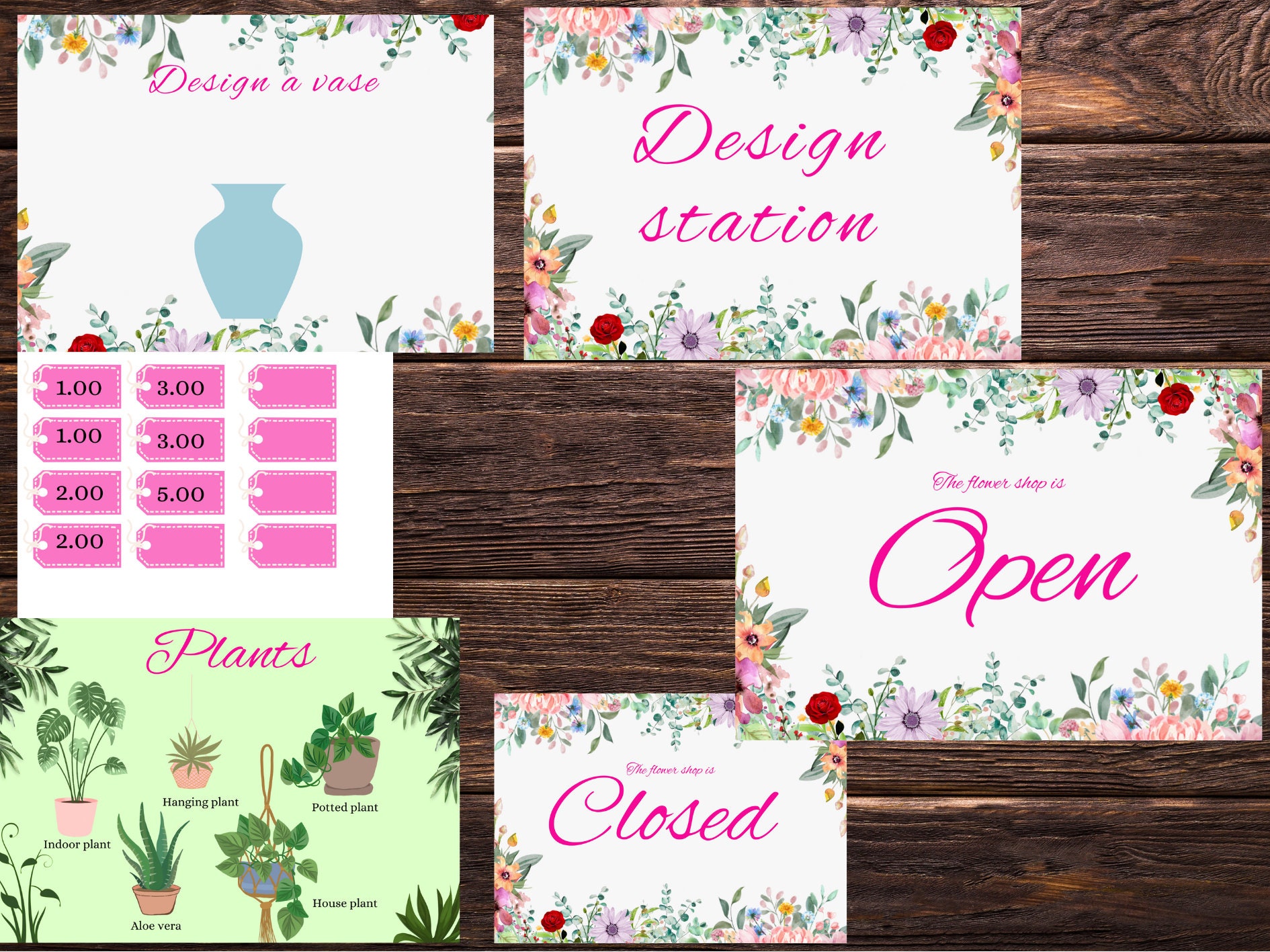 Flower Shop Dramatic Play, Printable Garden Shop Pretend Kit, Printable ...