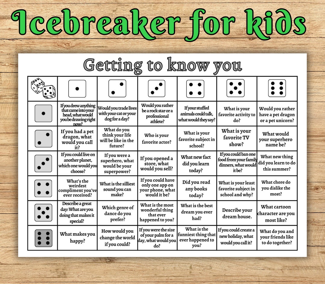 Dicebreaker for Kids, Back to School, Icebreaker for Kids, Games for ...
