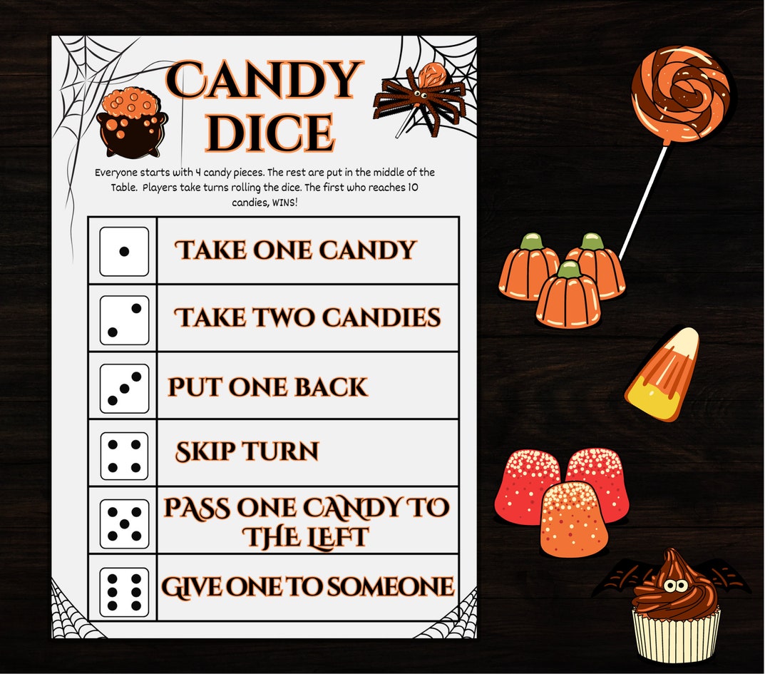 Halloween Candy Dice Game, Halloween Activity, Halloween Party Game ...