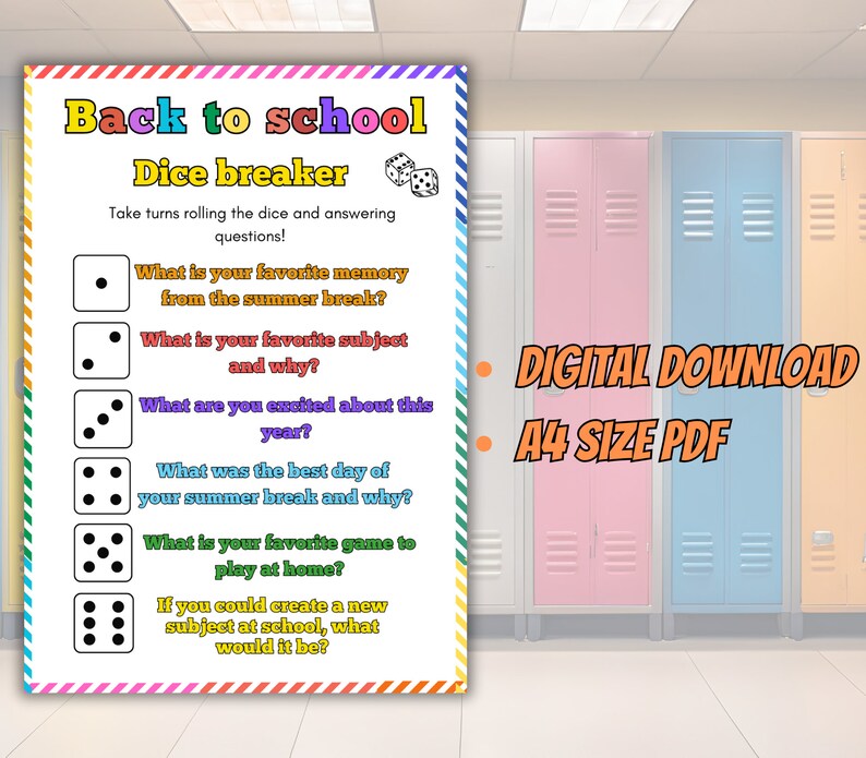 Dicebreaker Roll and Tell Game, Back to School, Icebreaker Activity for ...