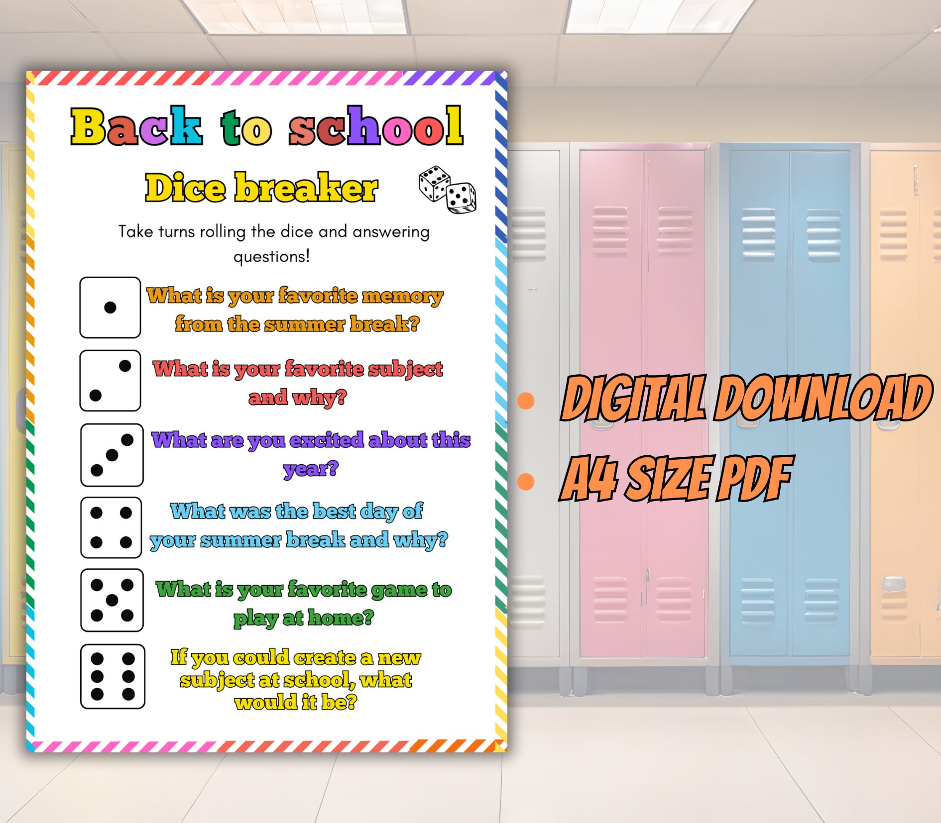 Dicebreaker Roll and Tell Game, Back to School, Icebreaker Activity for ...