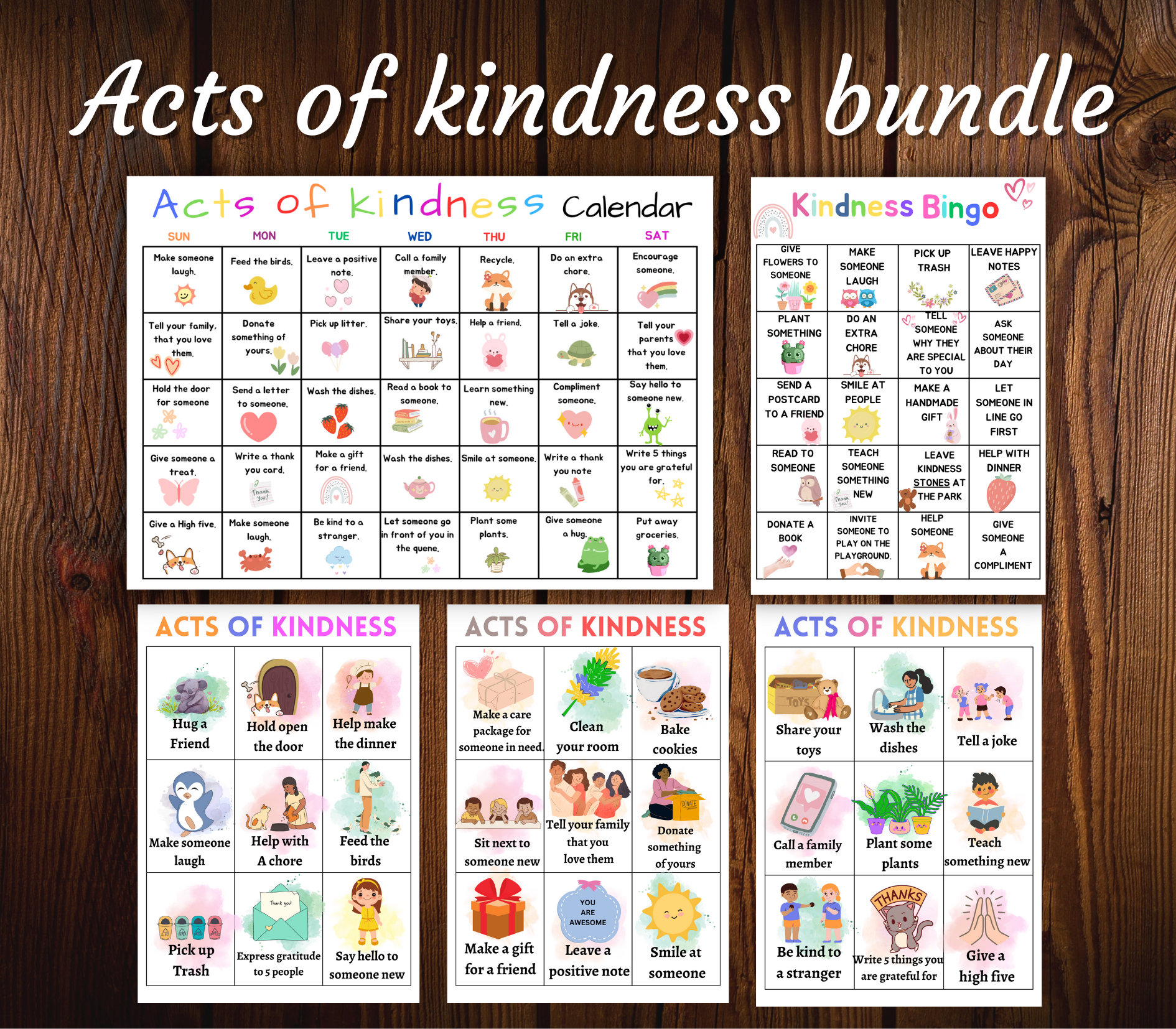 Acts of Kindness Calendar, Kindness Activities for Kids, Random Acts of ...