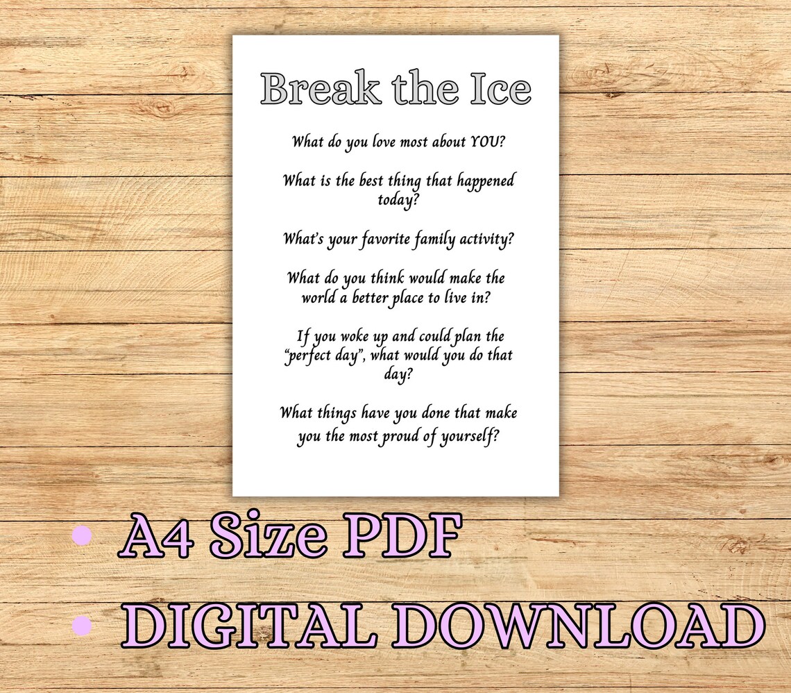 Break the Ice Icebreaker Game, Icebreaker Question, Dinner Party ...