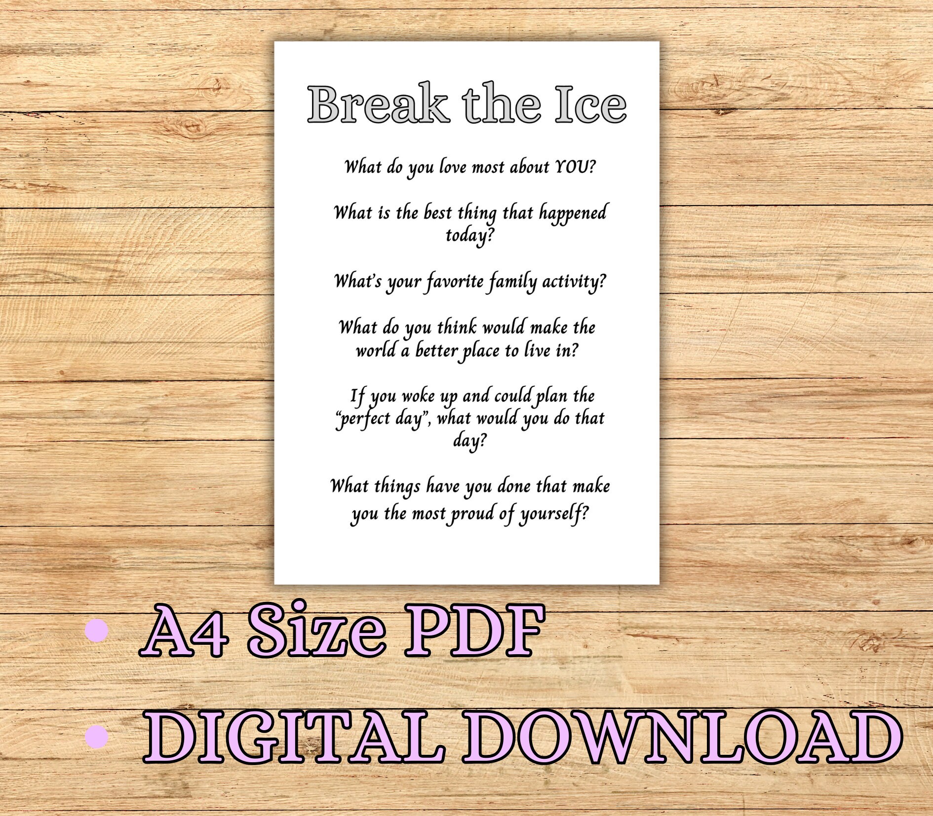 Break the Ice Icebreaker Game, Icebreaker Question, Dinner Party ...