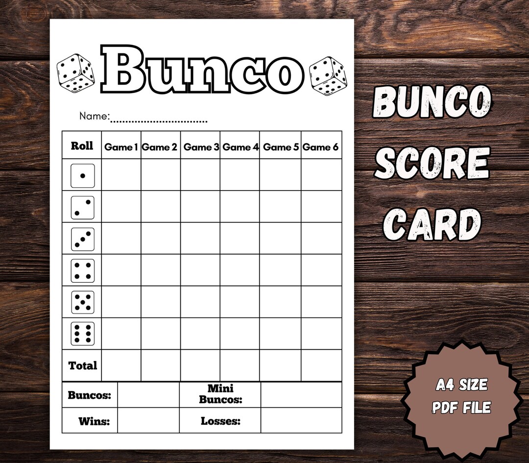 Bunco Score Card, Bunco Scoresheet, Bunco Score Pads, Roll the Dice ...