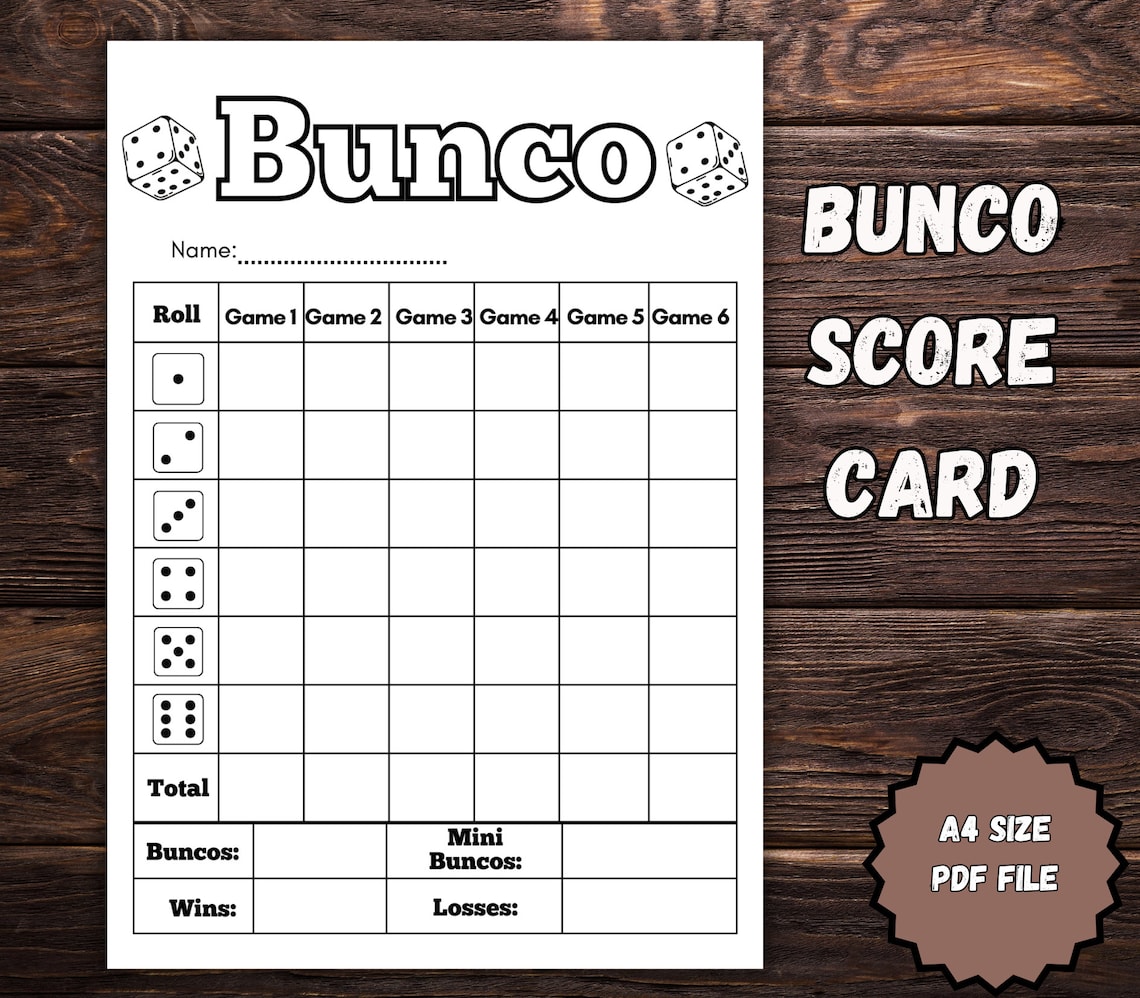 Bunco Score Card, Bunco Scoresheet, Bunco Score Pads, Roll the Dice ...