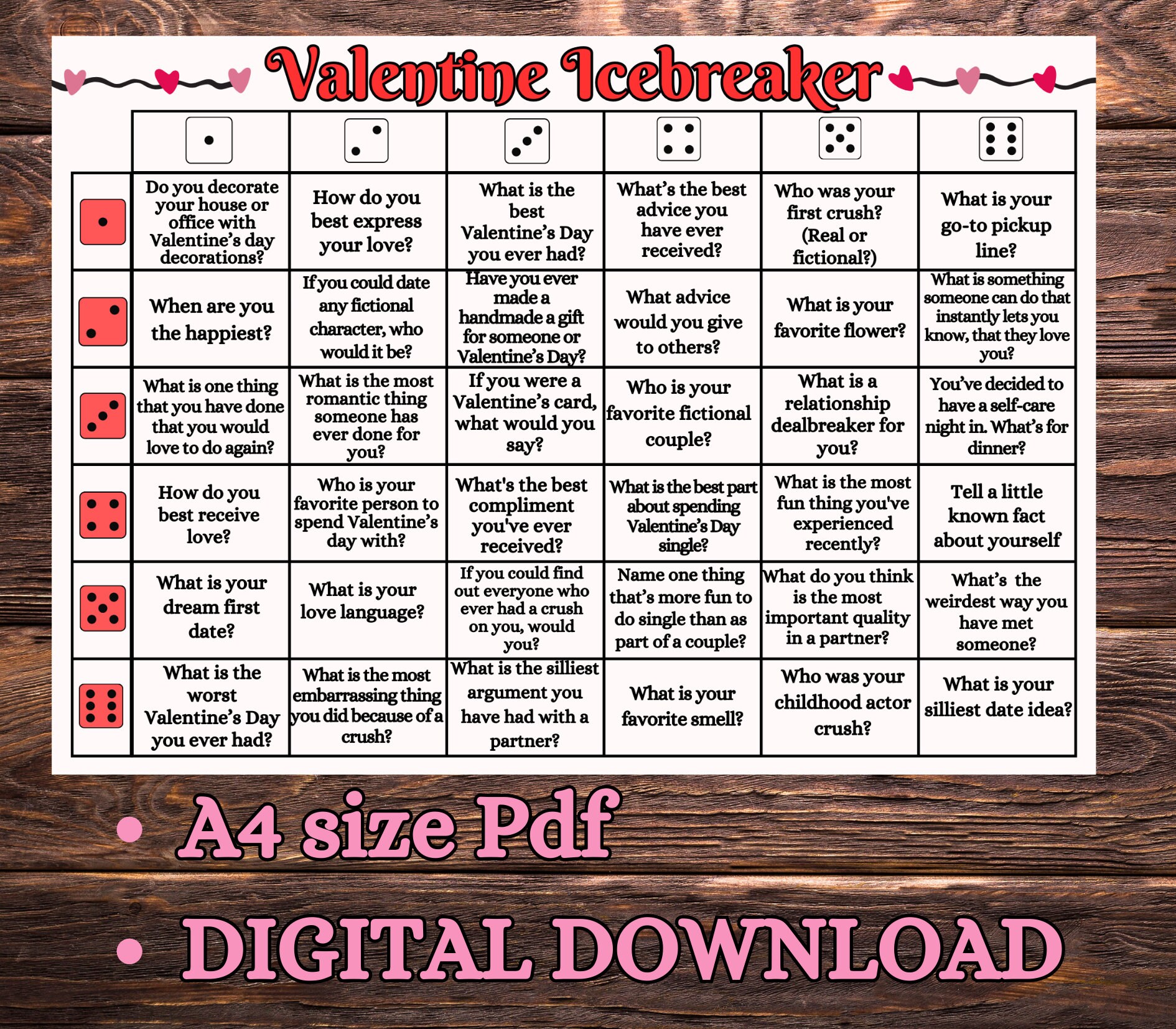 Valentine Conversation Starter, Valentine Icebreaker Activity ...