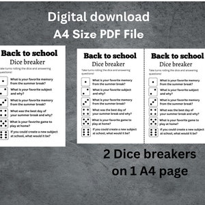 Dice-breaker Roll and Tell Game, Back to School, First Day of School ...