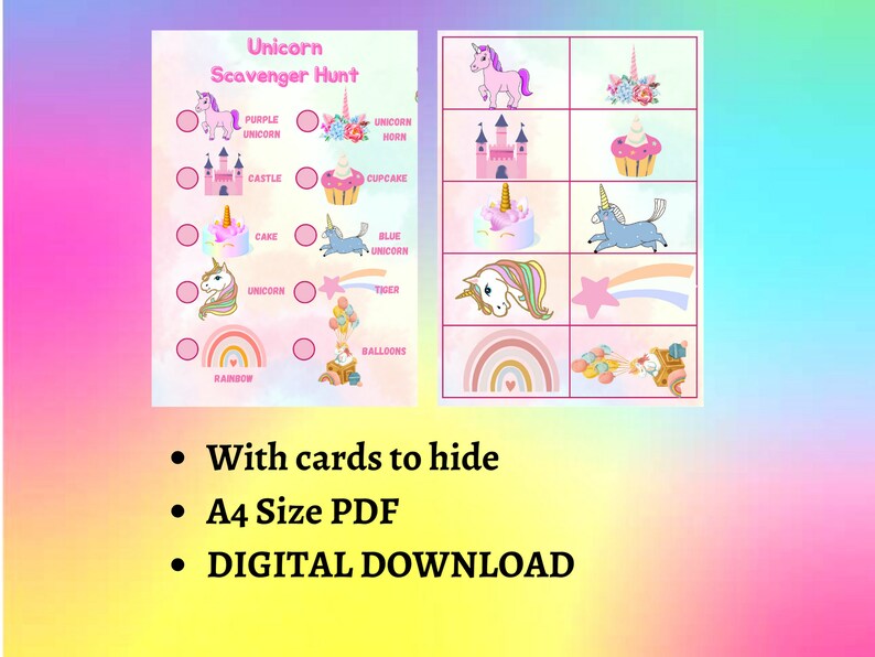 Unicorn Themed Scavenger Hunt | Child / Kids Birthday Party Games ...