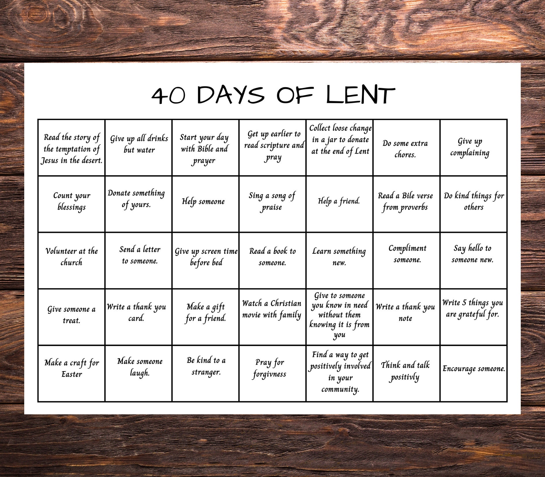 Lent Activity Calendar for Kids, 40 Days Lenten Calendar, Ash Wednesday ...