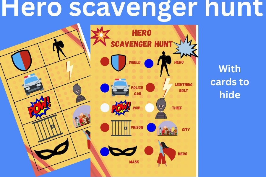 Hero Treasure Hunt Kids Birthday Party Games Scavenger Hunt - Etsy