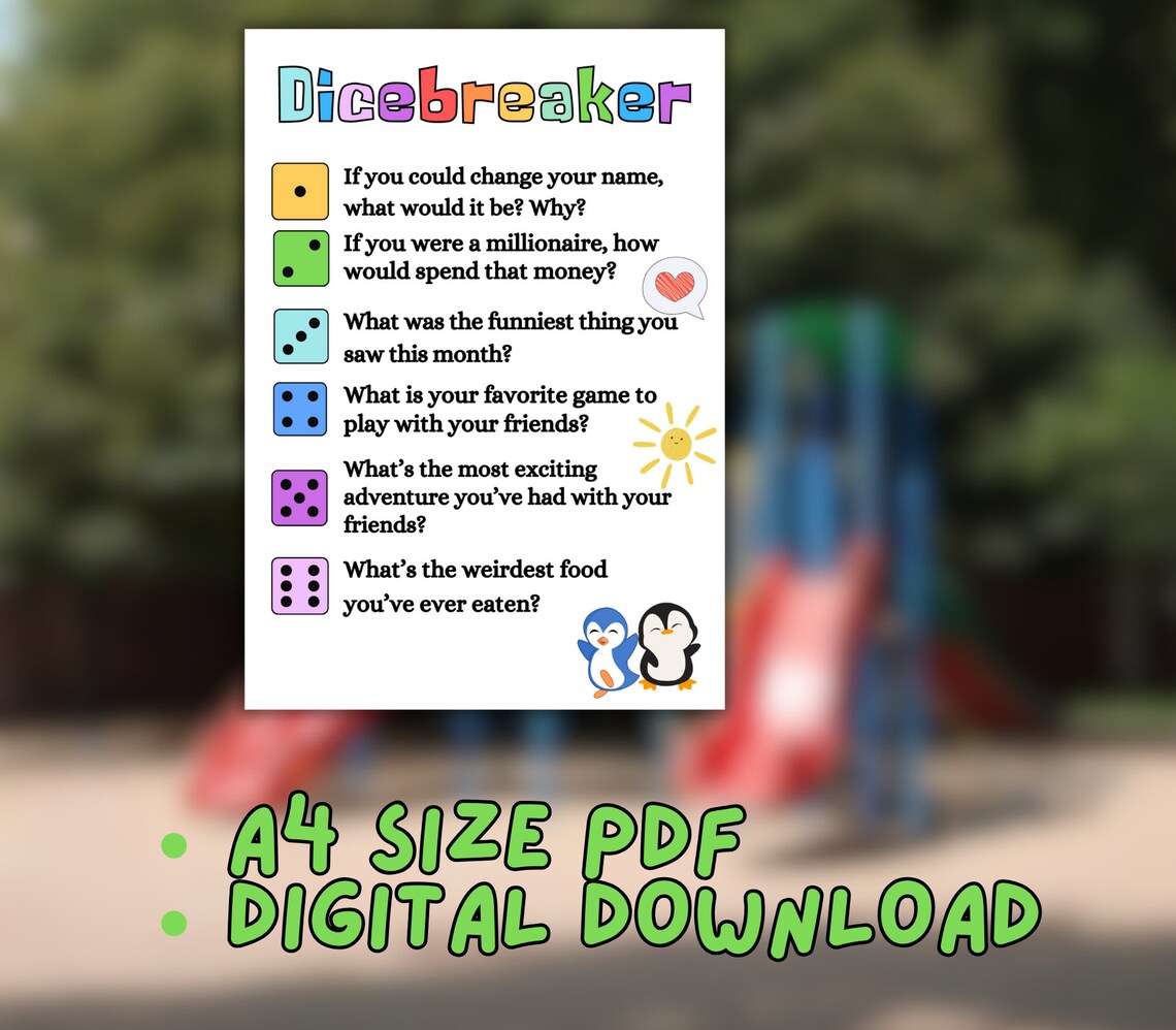 Dicebreaker Roll and Tell Game, Back to School, Icebreaker Activity for ...