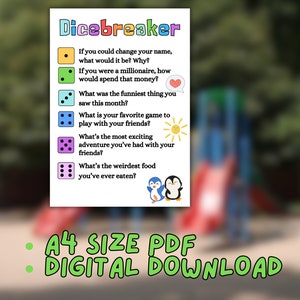 Dicebreaker Roll and Tell Game, Back to School, Icebreaker Activity for ...
