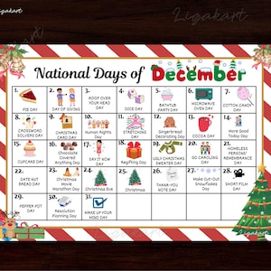 Printable December National Days Calendar, Fun Family Calendar ...