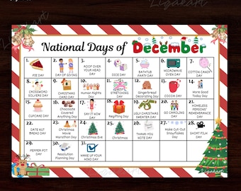 Printable December National Days Calendar, Fun Family Calendar ...
