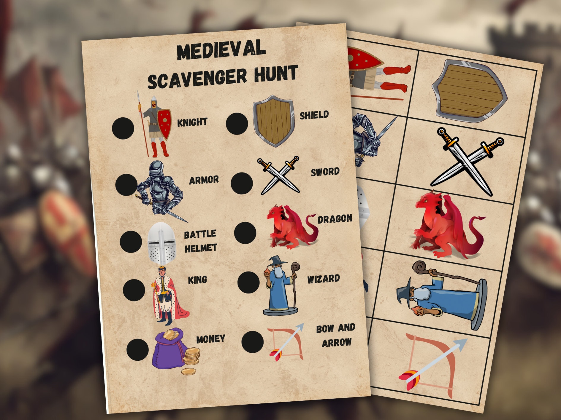 Medieval Treasure Hunt, Kids Birthday Party Games, Knight Scavenger ...