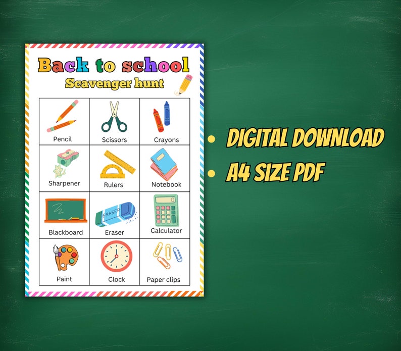 Back to School Classroom Scavenger Hunt, First Day of School, Get to ...