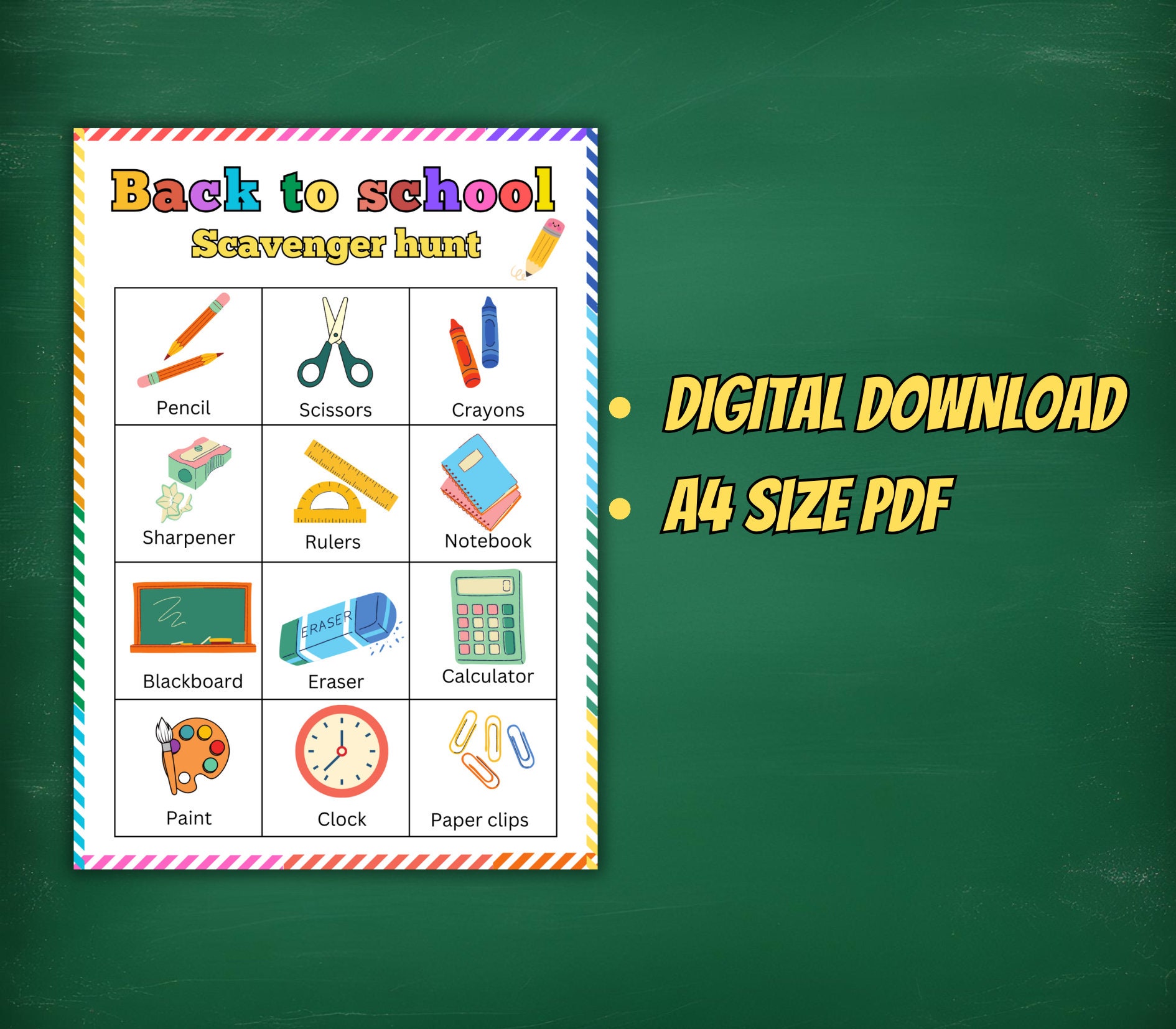 Back to School Classroom Scavenger Hunt, First Day of School, Get to ...