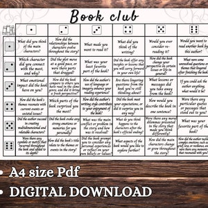 Book Club Discussion Questions Printable, Bookclub Cards, Discussion ...
