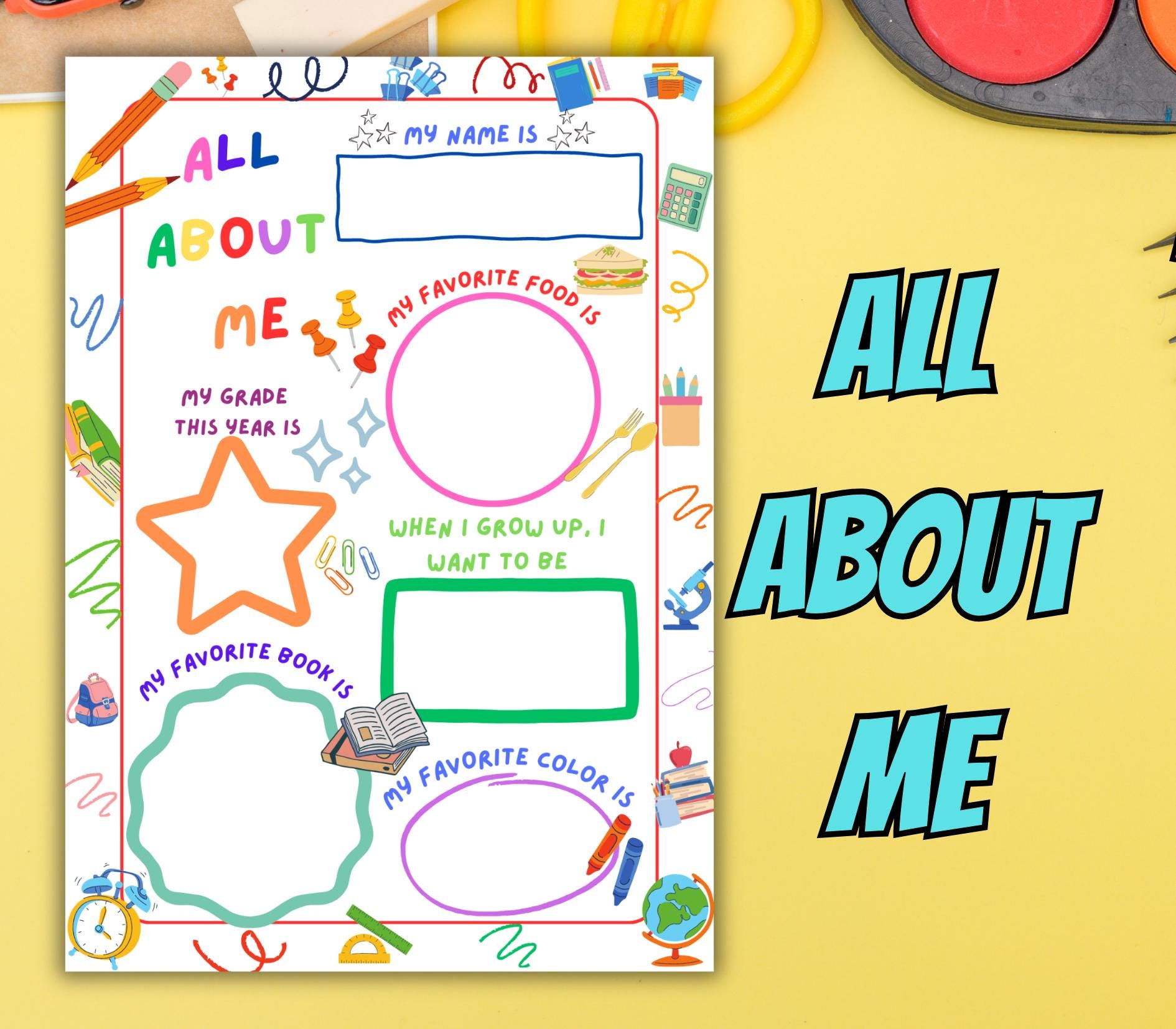 Back to School Interview, First Day of School Printable, All About Me ...