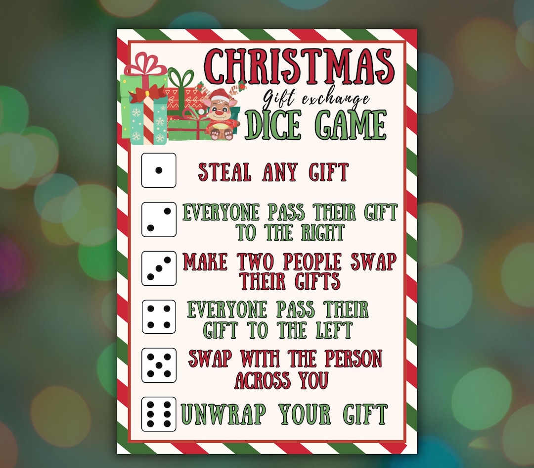 Christmas Gift Exchange Dice Game, Holiday Gift Exchange, Secret Santa ...