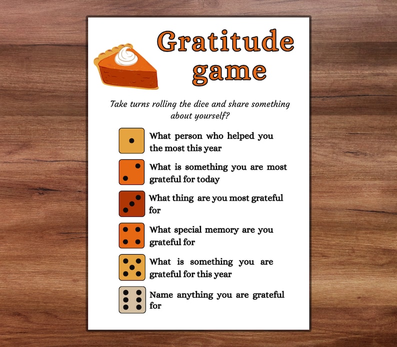 Thanksgiving Gratitude Game, Thanksgiving Dice Game, Thanksgiving Party ...