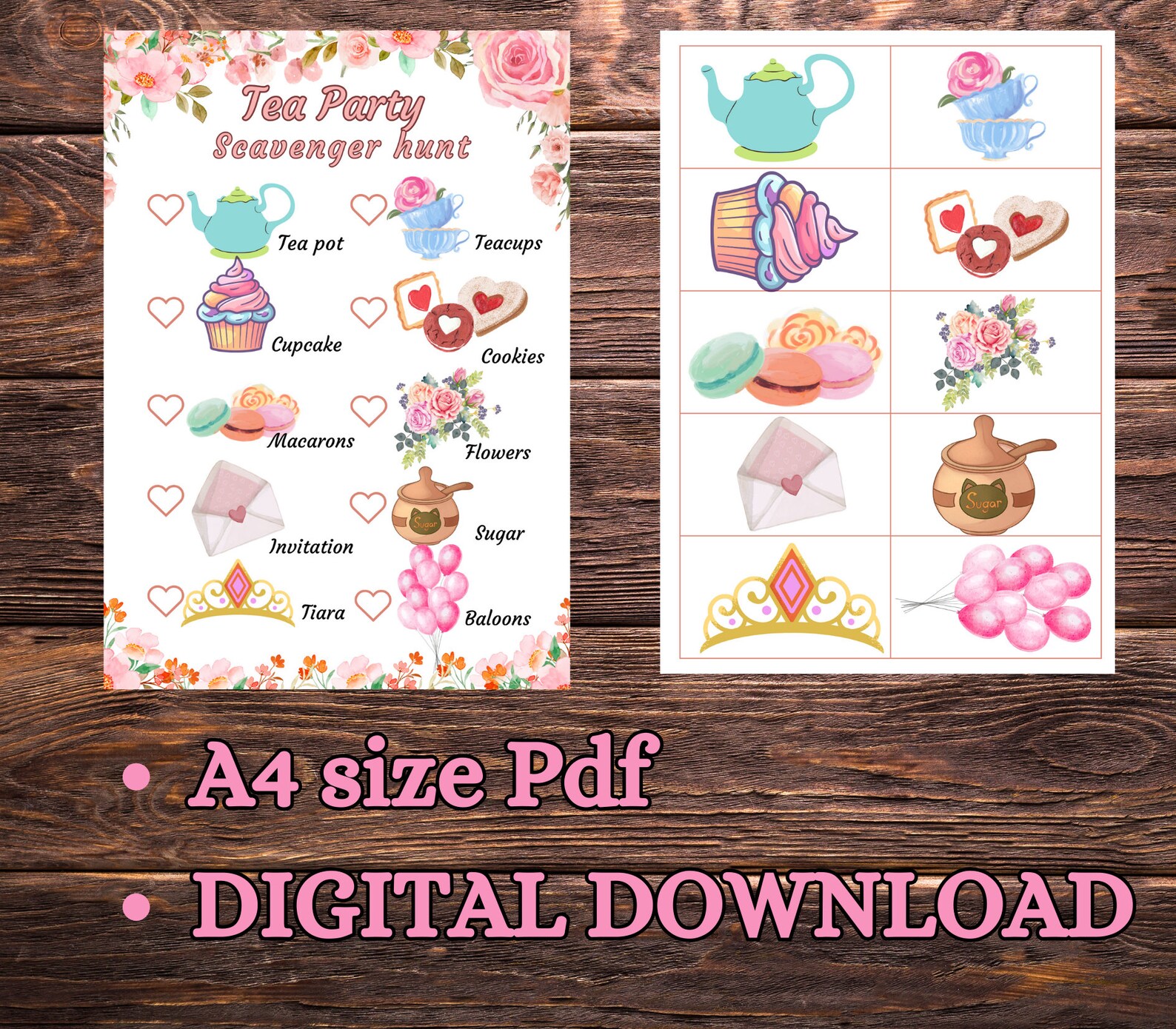 Tea Party Scavenger Hunt, Printable Teaparty Scavenger Game, School ...