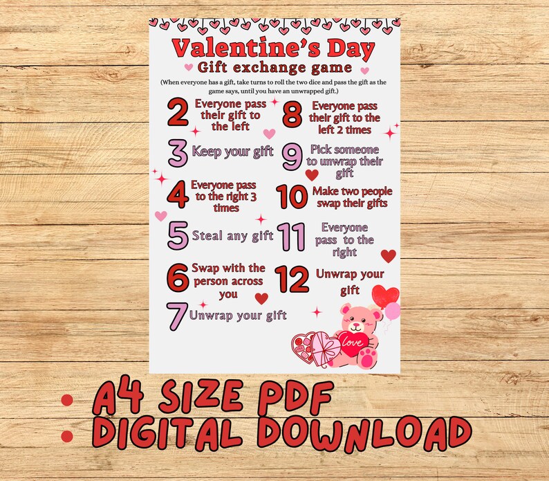 Valentine Gift Exchange Dice Game, Roll the Dice Galentine Gift ...