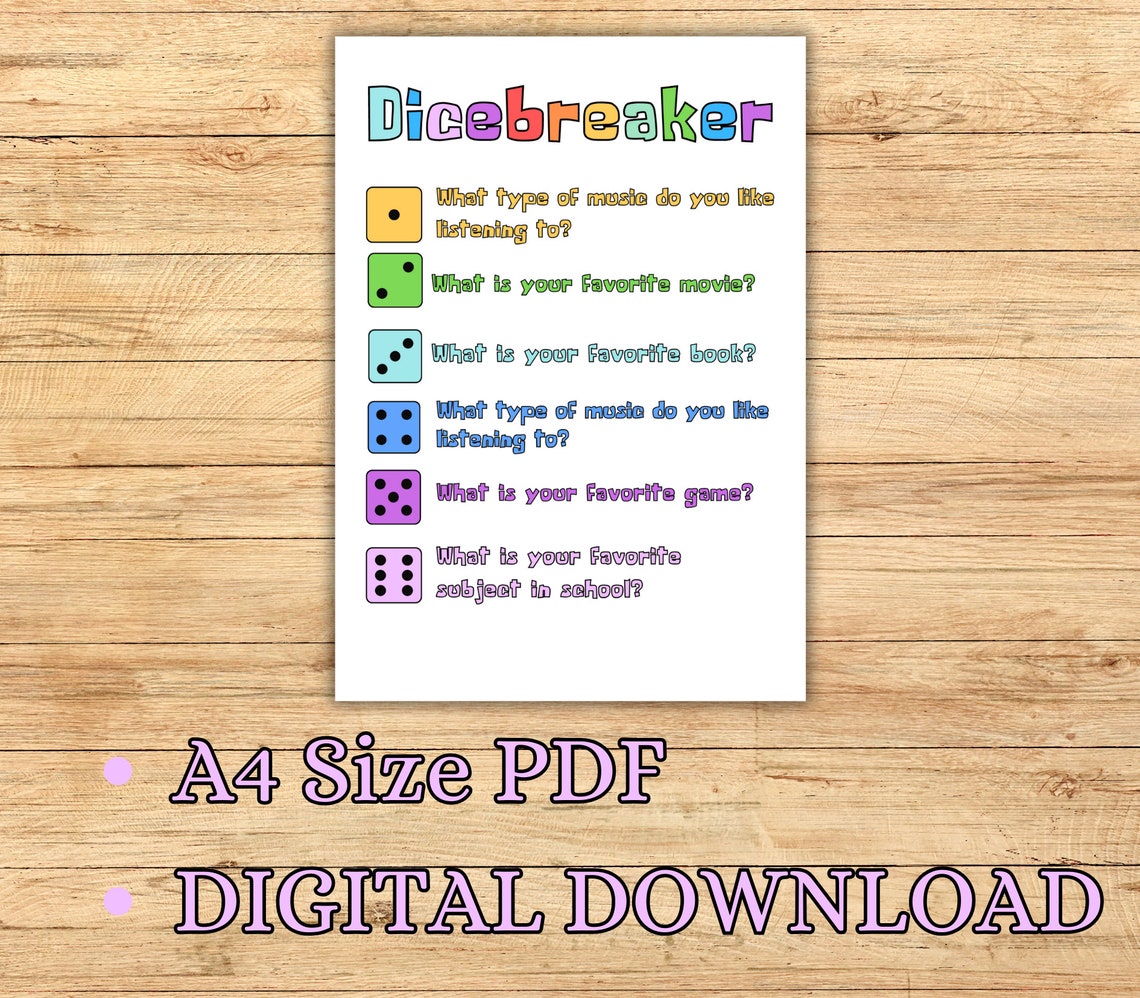 Dicebreaker Roll and Tell Game, Back to School, Icebreaker Activity for ...