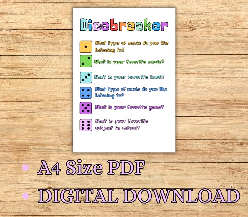 Dicebreaker Roll and Tell Game, Back to School, Icebreaker Activity for ...