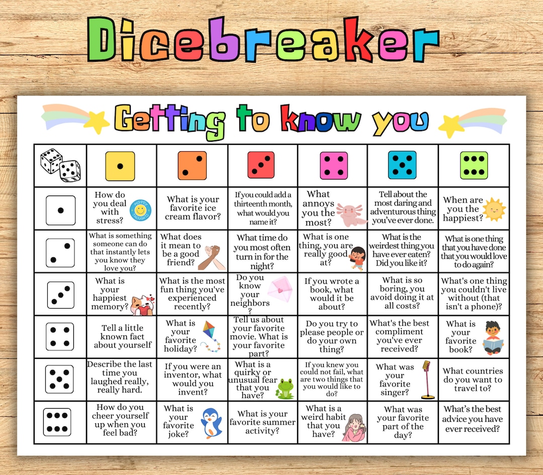 Dicebreaker Roll and Tell Game, Back to School, Icebreaker Activity for ...