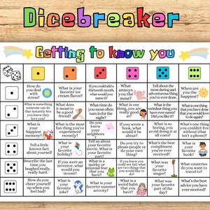 Dicebreaker Roll and Tell Game, Back to School, Icebreaker Activity for ...