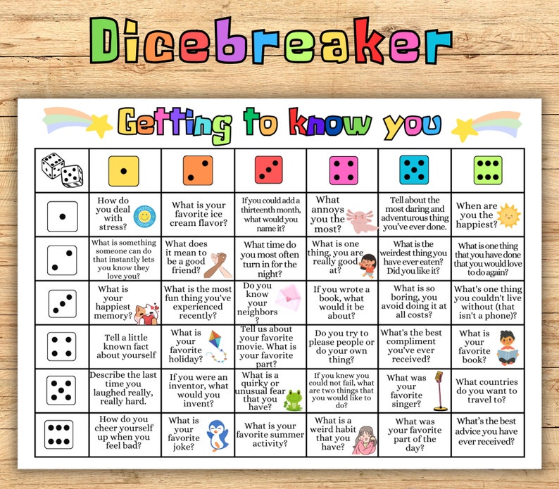 Dicebreaker Roll and Tell Game, Back to School, Icebreaker Activity for ...