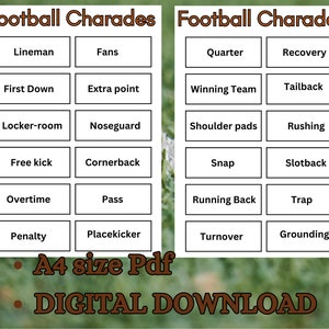 Football Pictionary Game, Football Party Games, Printable Football ...
