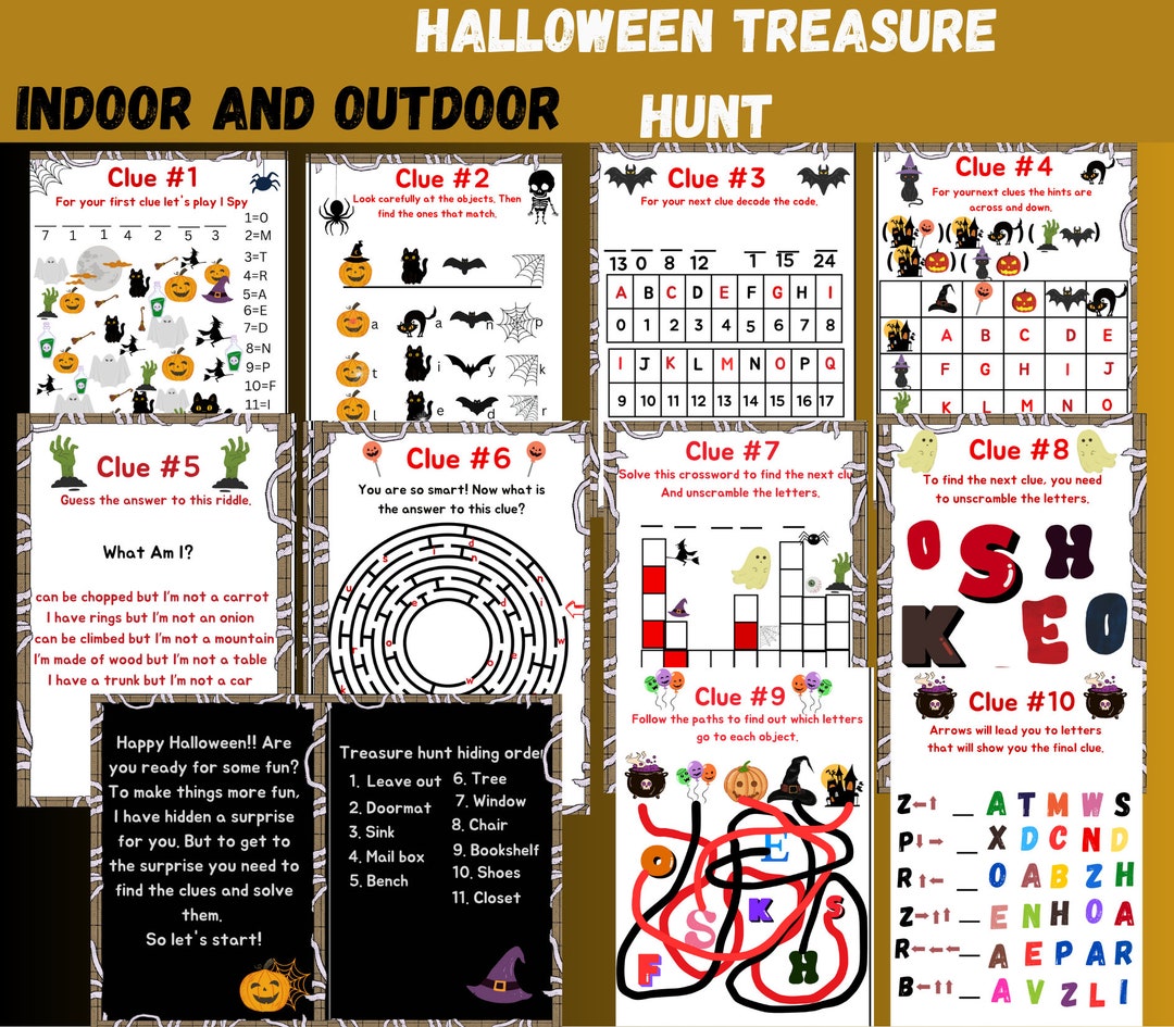 Halloween Treasure Hunt Scavenger Hunt Printable Halloween - Etsy