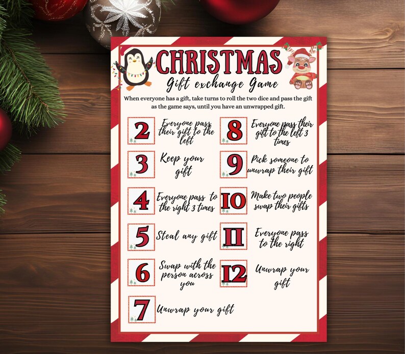 Christmas Gift Exchange Dice Game, Roll the Dice Holiday Gift Exchange ...