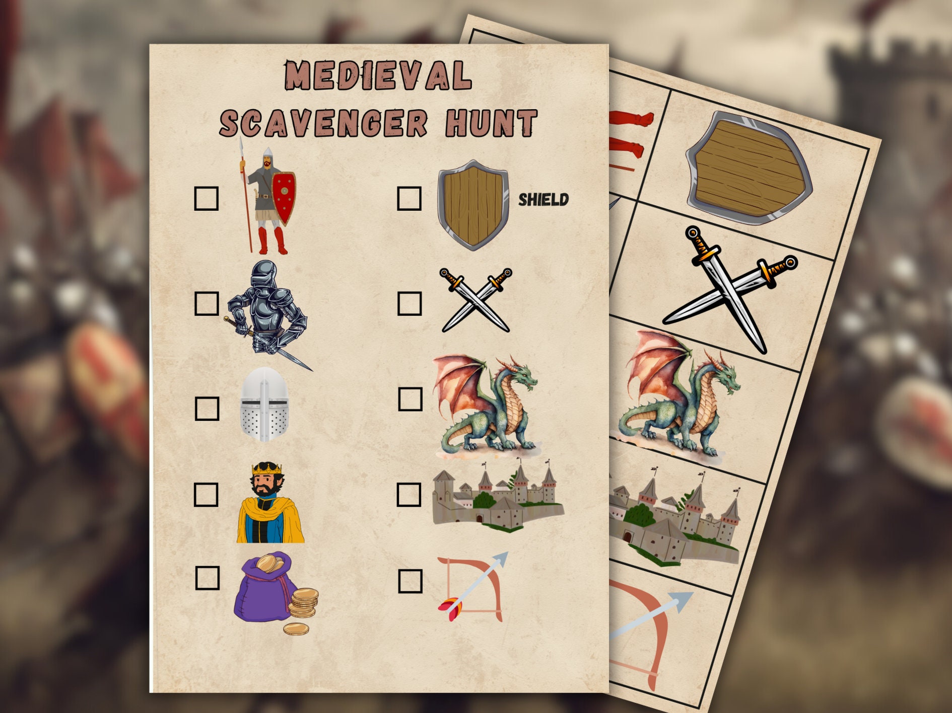 Medieval Treasure Hunt, Kids Birthday Party Games, Knight Scavenger ...