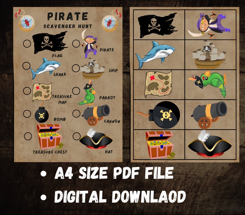 Pirate Themed Scavenger Hunt, Child / Kids Birthday Party Games, Pirate ...