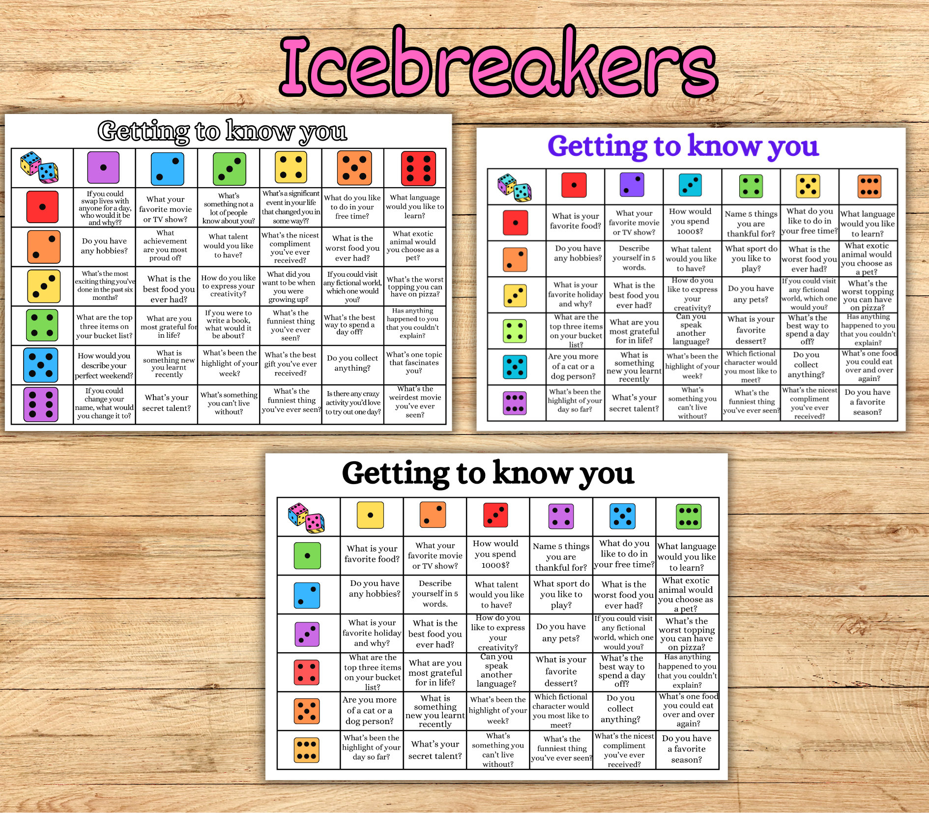Dicebreaker Roll and Tell Game Back to School Icebreaker - Etsy Canada