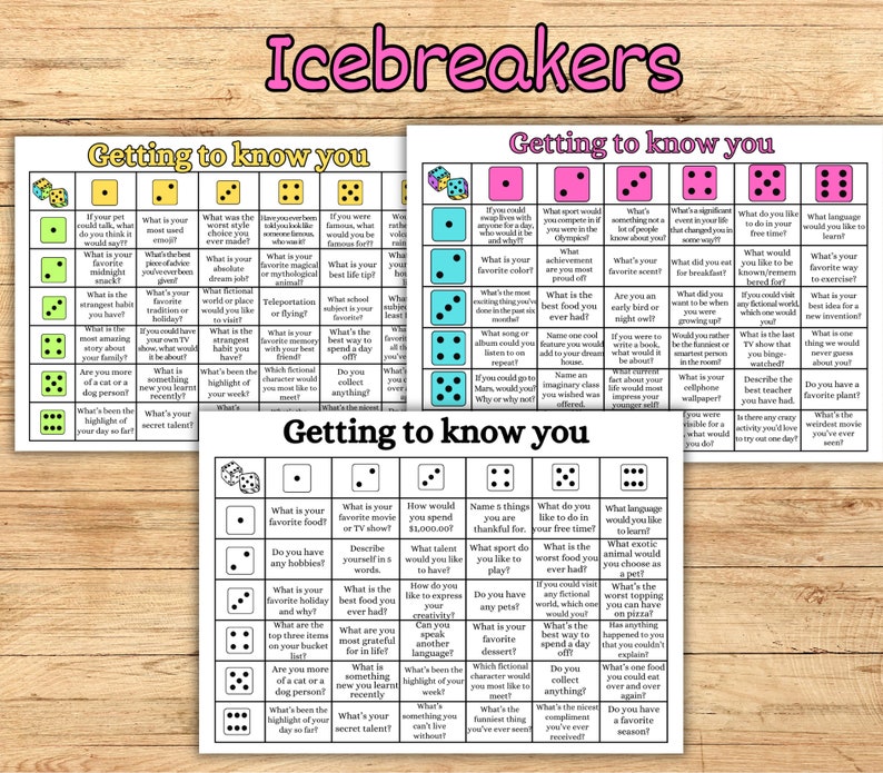Dicebreaker Roll and Tell Game, Back to School, Icebreaker Activity for ...