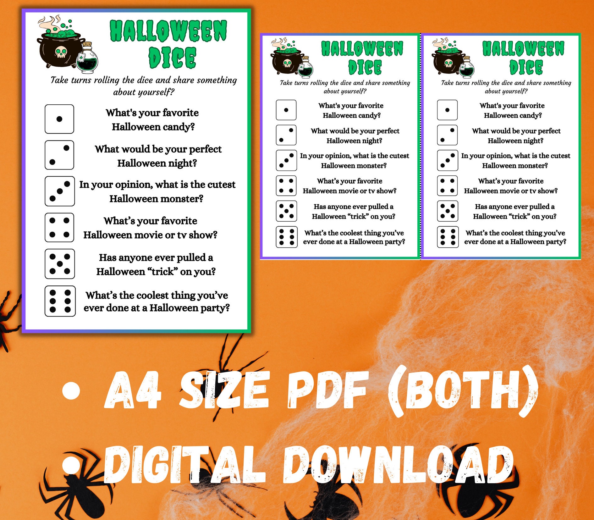 Halloween Dicebreaker Game, Halloween Party Game, Halloween Icebreaker ...