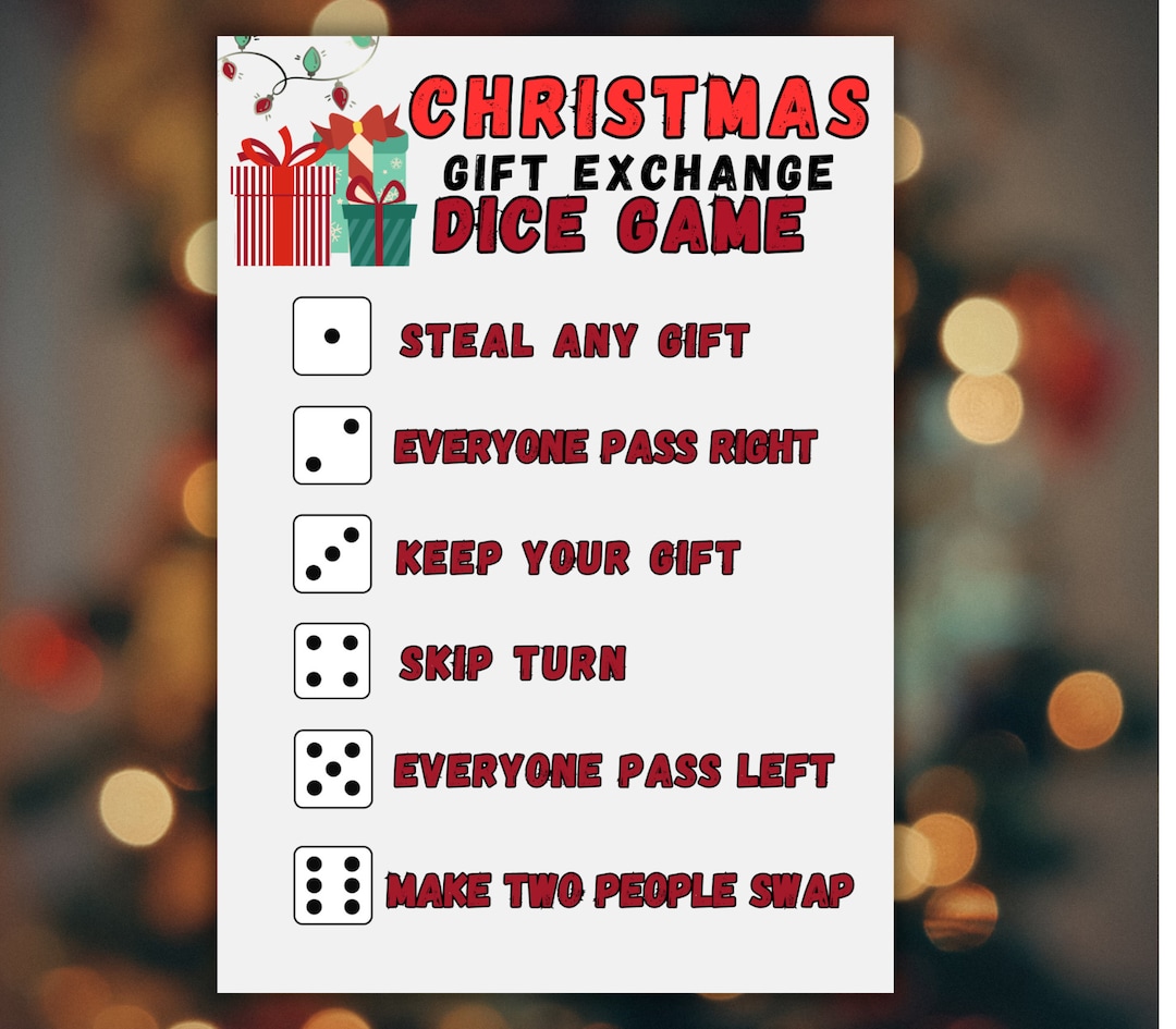 Christmas Gift Exchange Dice Game, Holiday Gift Exchange, Secret Santa ...