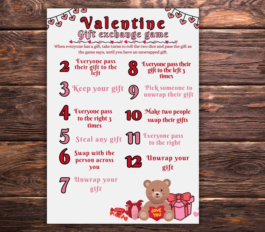 Valentine Gift Exchange Dice Game, Roll the Dice Galentine Gift ...