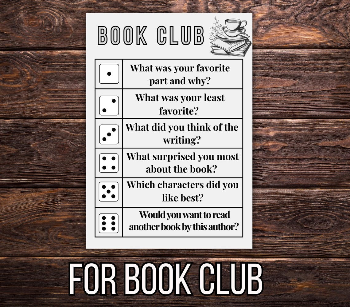 Book Club Discussion Questions Printable, Bookclub Cards, Discussion ...