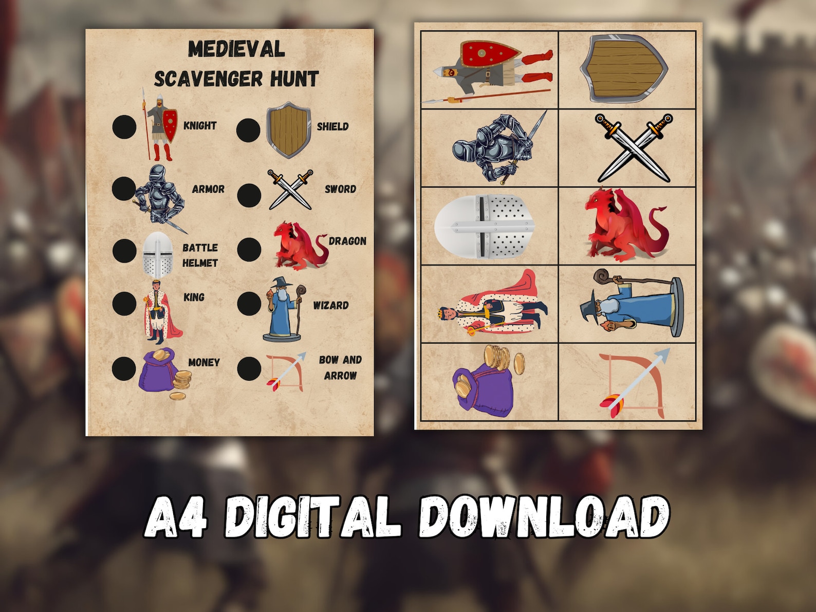 Medieval Treasure Hunt, Kids Birthday Party Games, Knight Scavenger ...