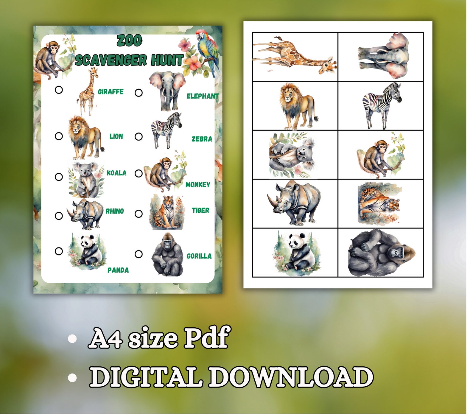 At the Zoo Treasure Hunt, Kids Birthday Party Game, Scavenger Hunt ...