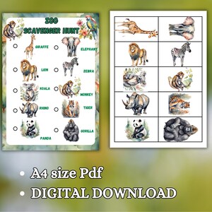 At the Zoo Treasure Hunt, Kids Birthday Party Game, Scavenger Hunt ...