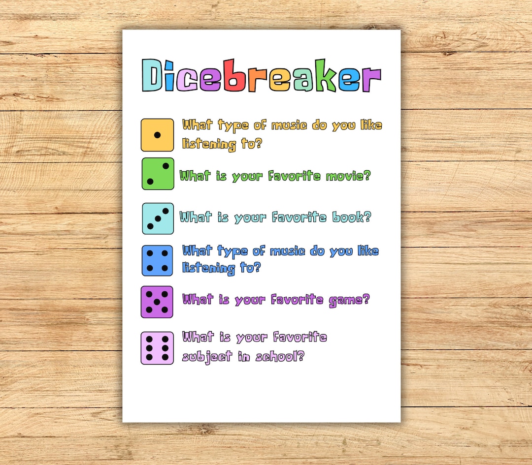 Dicebreaker Roll and Tell Game, Back to School, Icebreaker Activity for ...